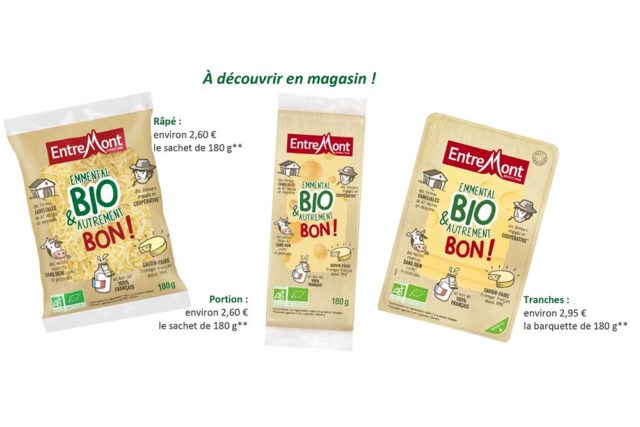 Emmental bio Entremont : en portions, en râpé et en tranches